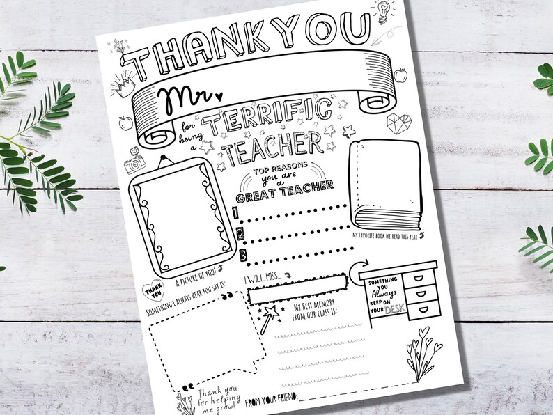 Teacher Thank You Printable Activity Coloring Sheet Pdf Download