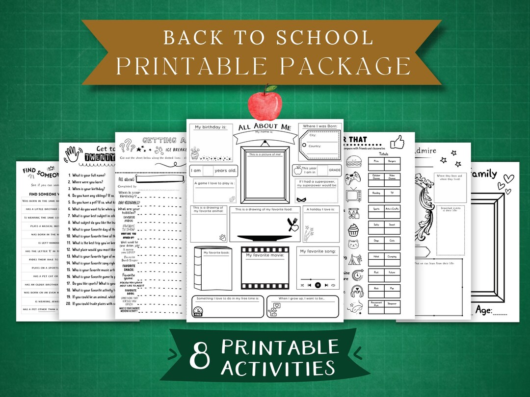 Back to School Activities Package All About Me Teacher Printable ...