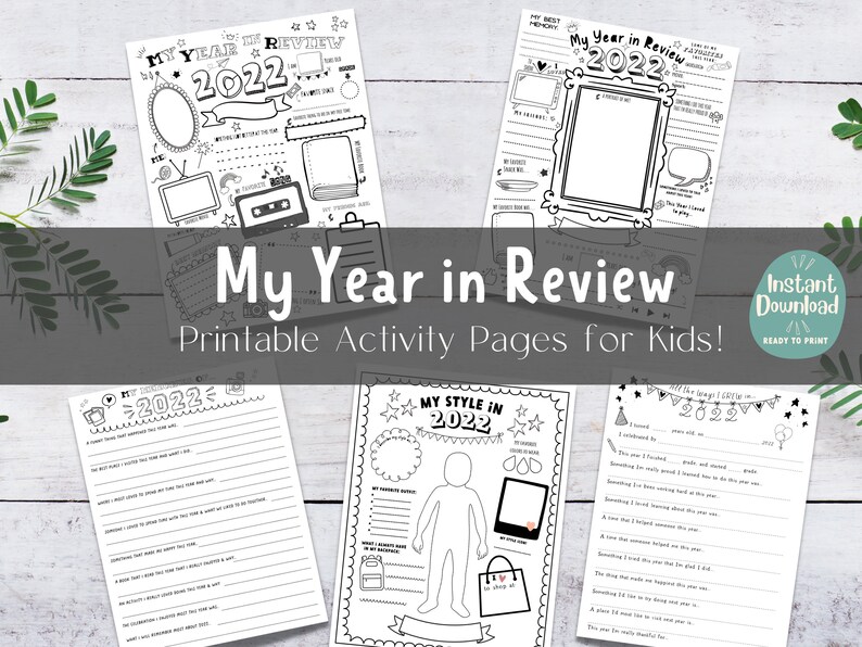 Year in Review Activity Pages Printable End of Year Page for - Etsy Canada