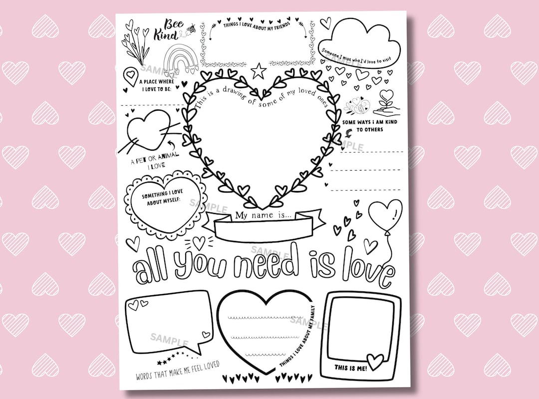 Valentine's Day Kids' Activity Page - All You Need is Love Colouring ...