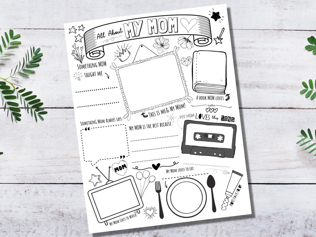 All About My Mom Printable Activity Coloring Sheet for Kids Mother's ...