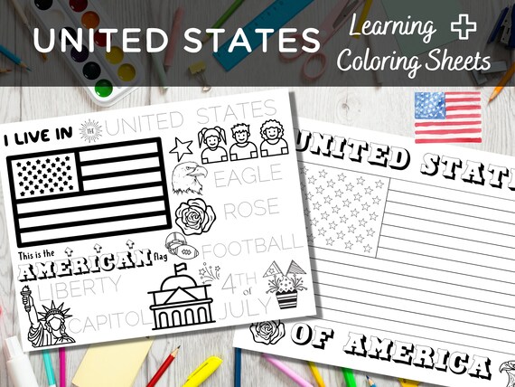 UNITED STATES Activity Sheets Digital Download American - Etsy