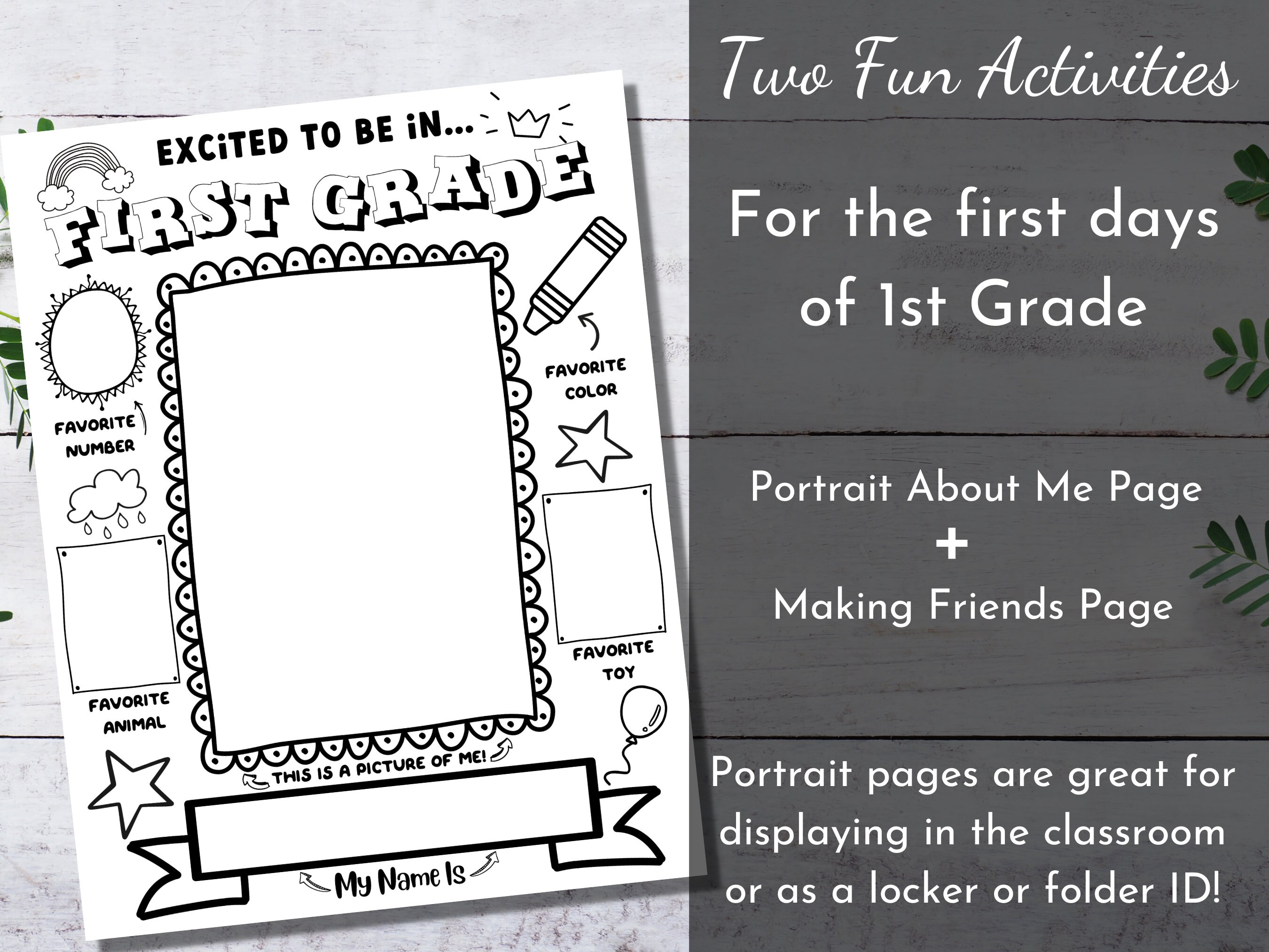 First Grade Activity Sheets: All About Me + Making Friends (PDF ...