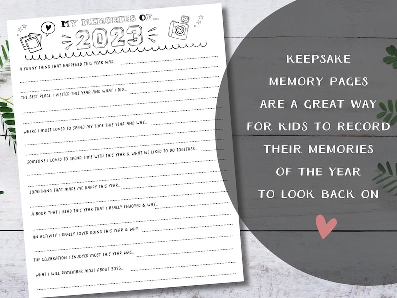 Year in Review Activity Pages Printable End of Year Page for Kids 2023 ...
