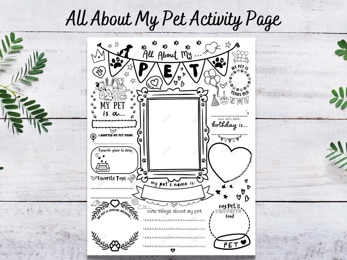 All About My Pet Printable - Pet Birthday - Pet Tribute - Cat Dog ...