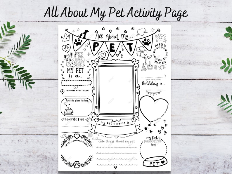 All About My Pet Printable - Pet Birthday - Pet Tribute - Cat Dog ...