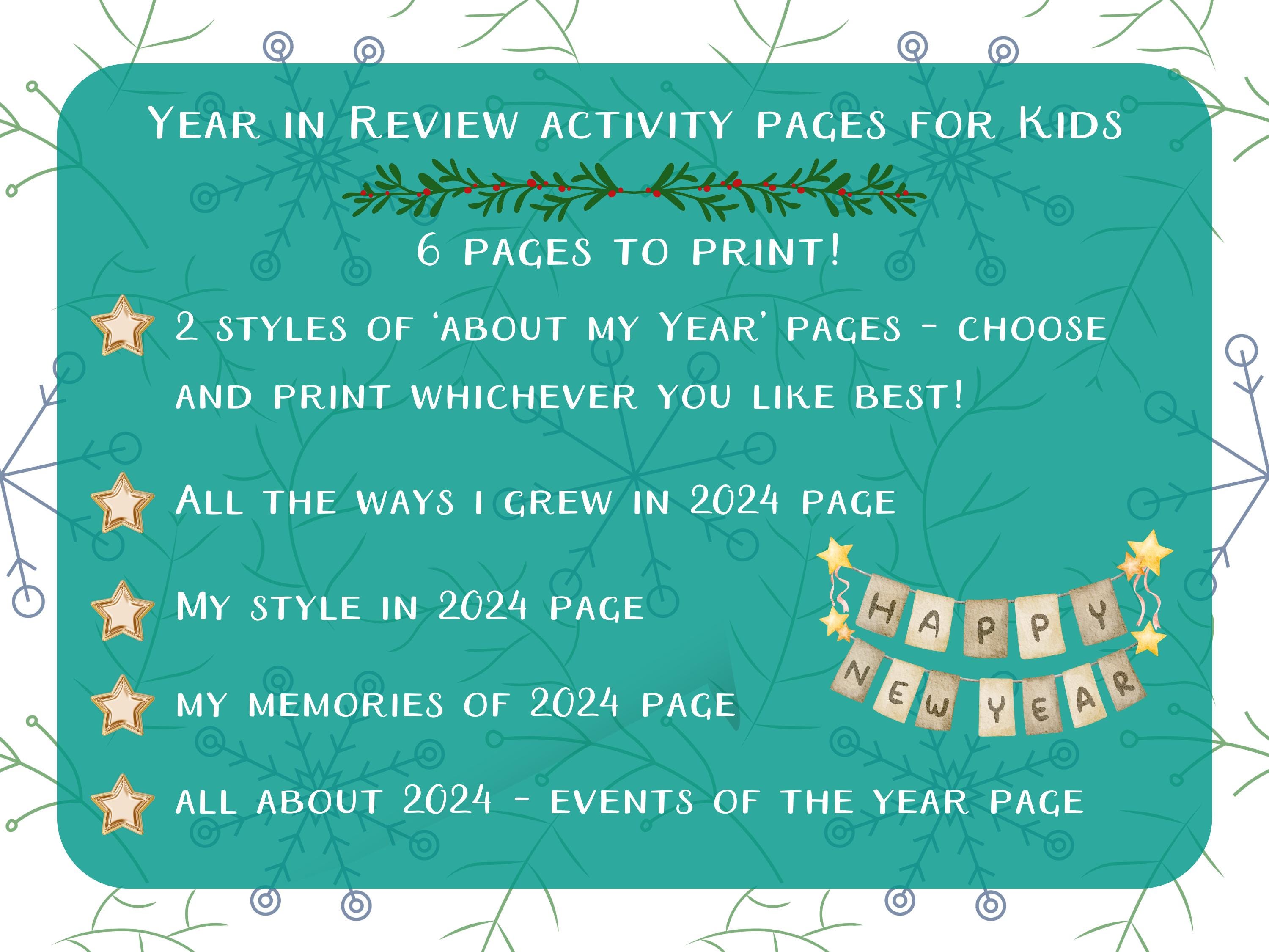 Year in Review Activity Pages - Printable End of Year Page for Kids ...