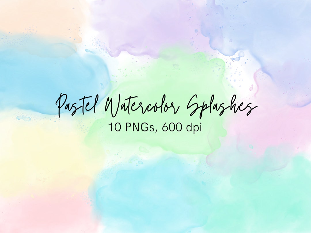 10 Pastel Watercolor Splashes Clip Art Colorful Design - Etsy