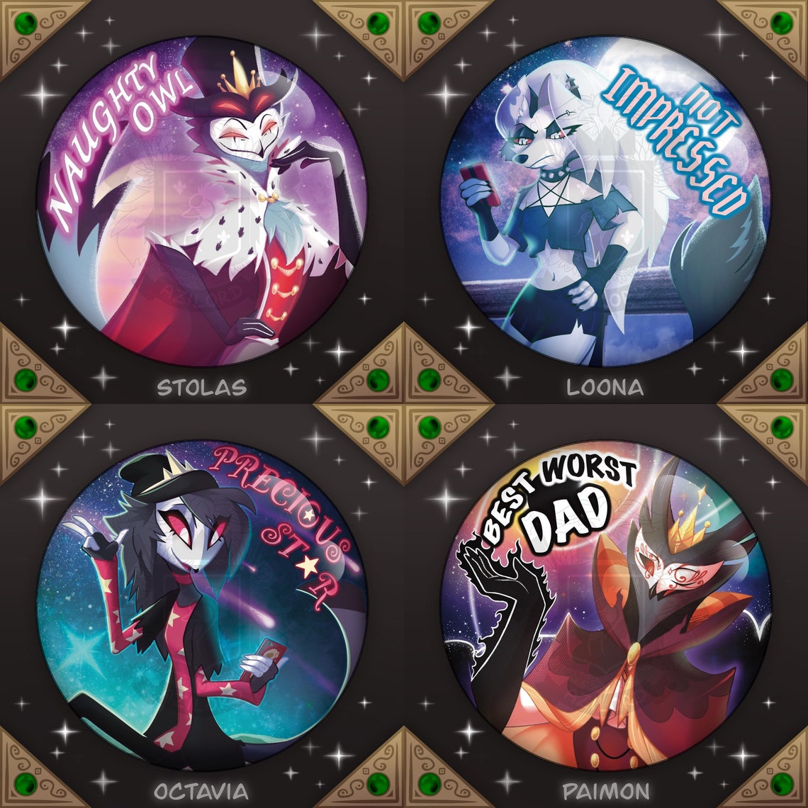 Helluva Boss: Loona, Stolas, Octavia, Paimon - DUŻE ODZNAKI / MAGNESY ...