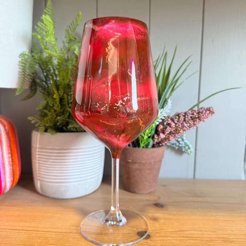 Pink Frosted Wine Glass - Etsy UK
