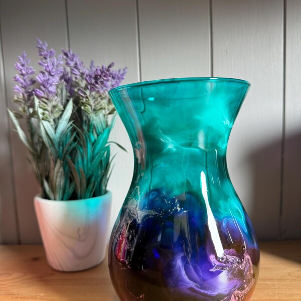 Teal Flower Vase - Etsy