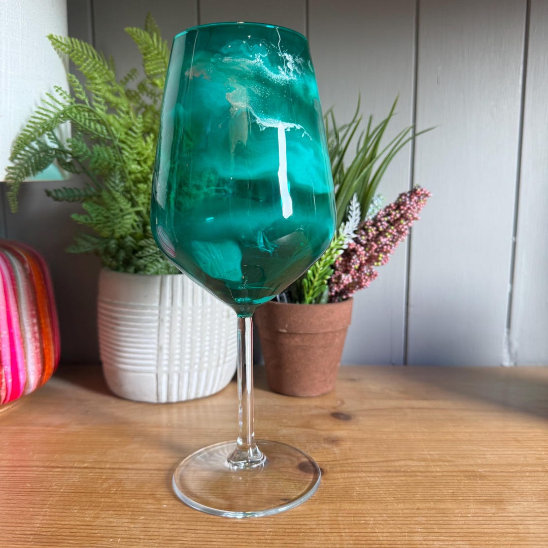 Beautiful Hand Decorated Turquoise and Silver Glassware Stemmed ...