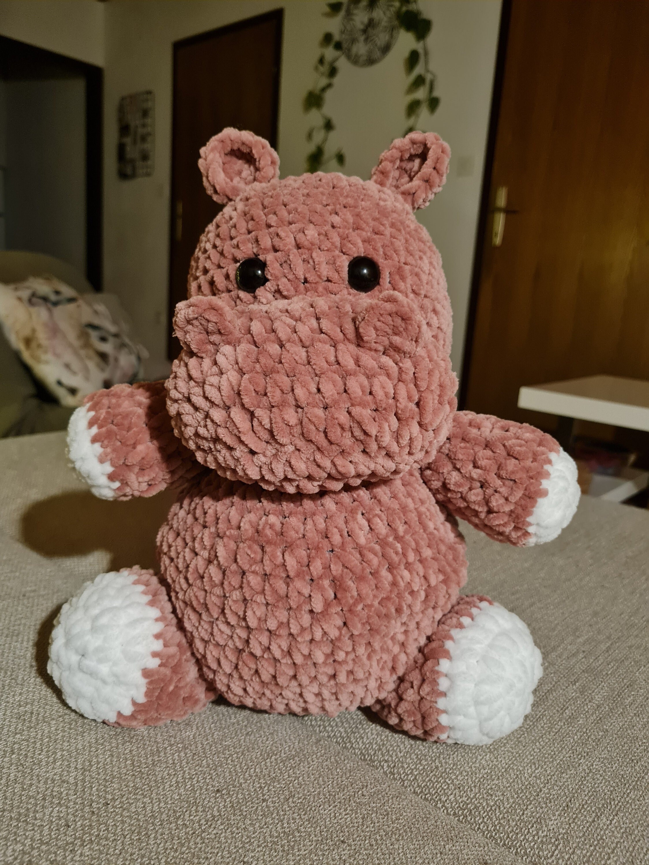 Bubbles the Giant Hippo Super Soft Snuggle Yarn Crocheted Hippo ...
