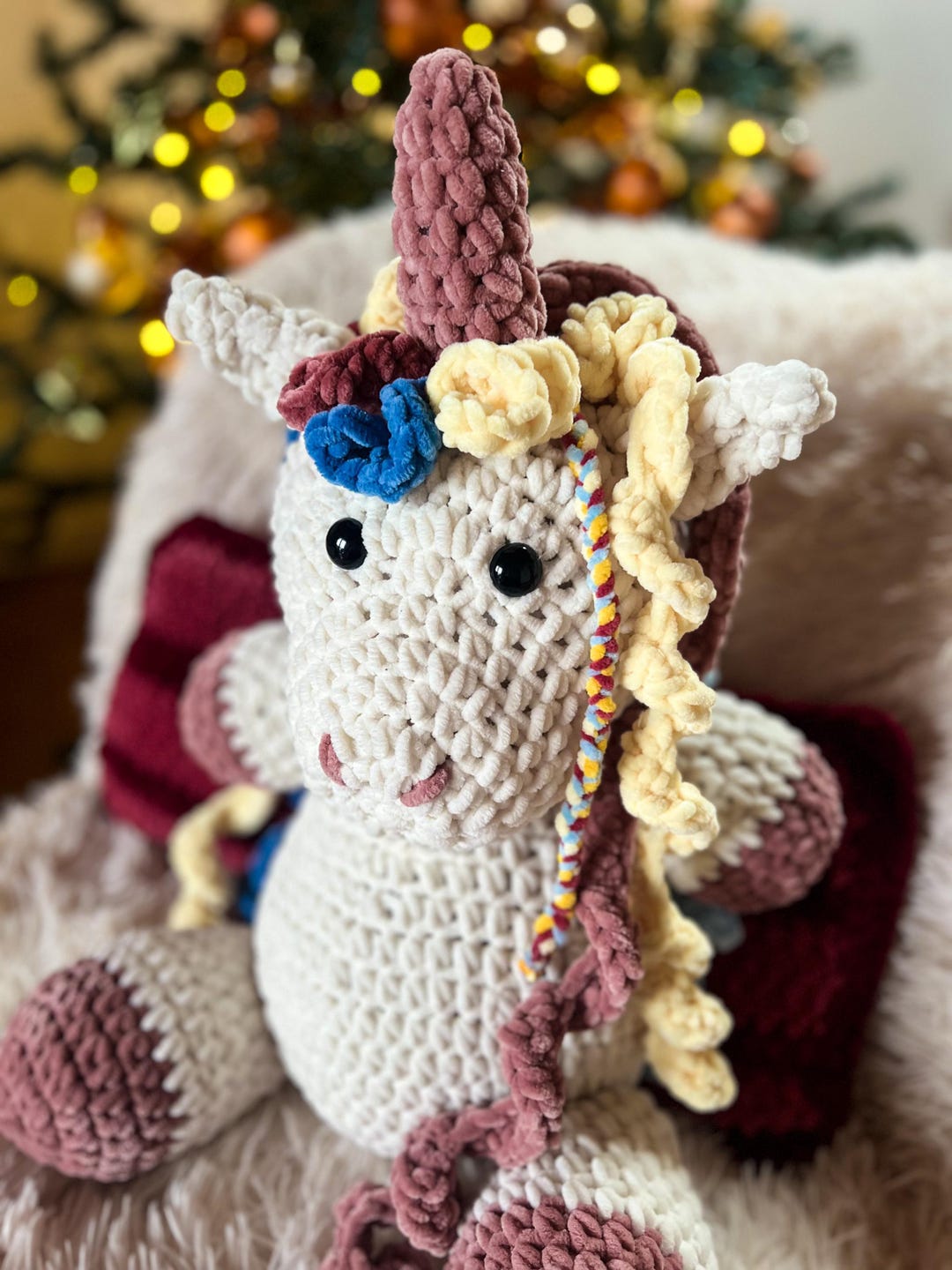 Peluche licorne géante au crochet (60 cm) - Amigurumi fait main ...