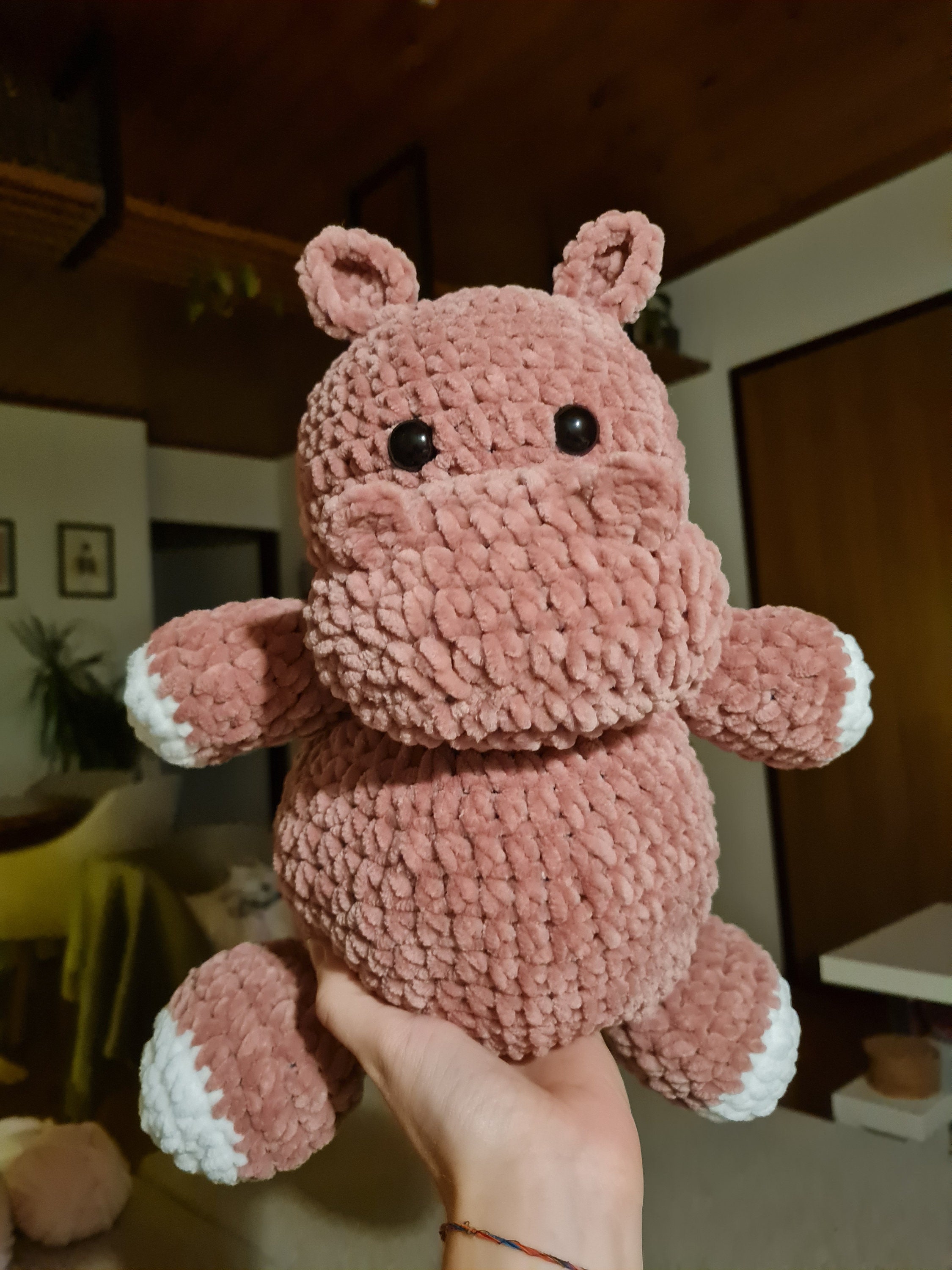 Bubbles the Giant Hippo Super Soft Snuggle Yarn Crocheted Hippo ...