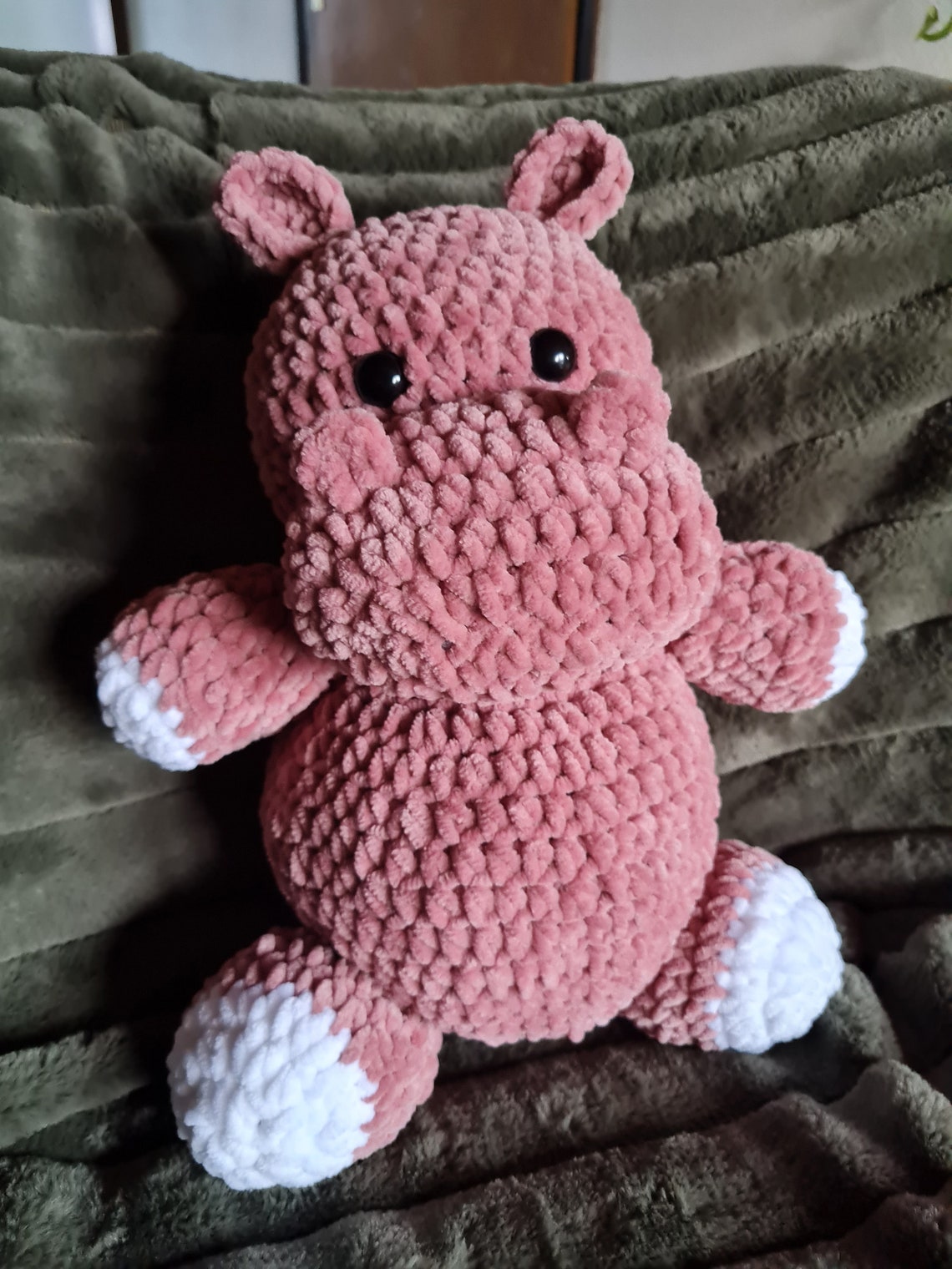 Bubbles the Giant Hippo Super Soft Snuggle Yarn Crocheted Hippo ...