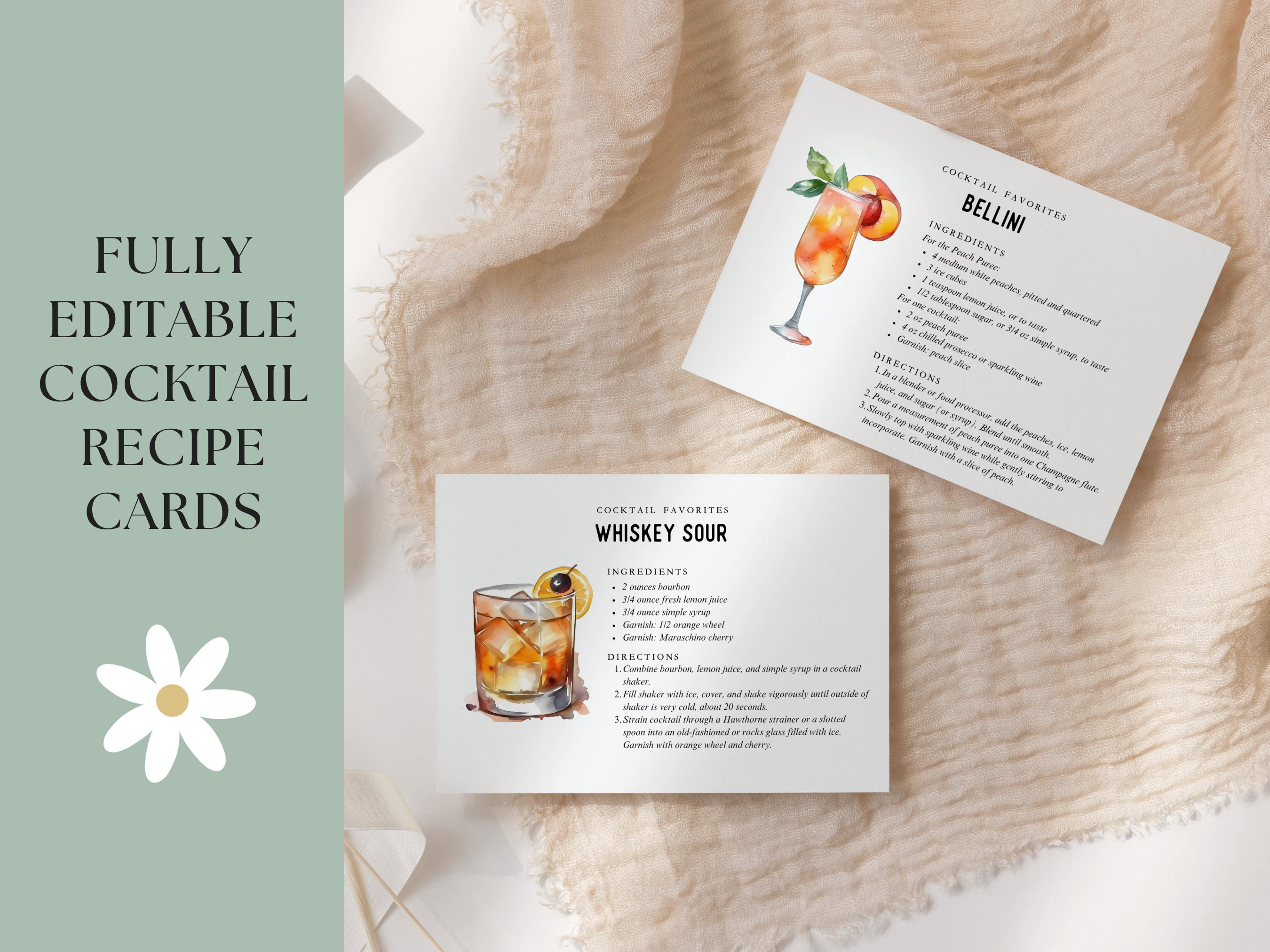 Cocktail Recipe Card Template, Editable Drink Recipe Card, Printable ... Cocktail Recipe Card Template, Editable Drink Recipe Card, Printable ...