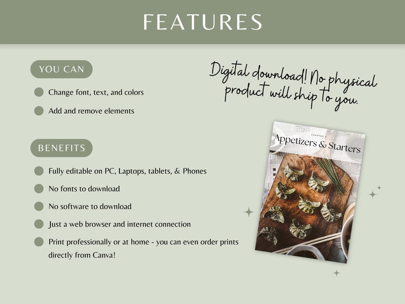 Cookbook Template, Editable Modern Recipe Book for Food Bloggers, Ebook ...