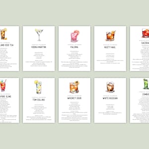 Cocktail Recipe Card Template, Editable Drink Recipe Card, Printable ...