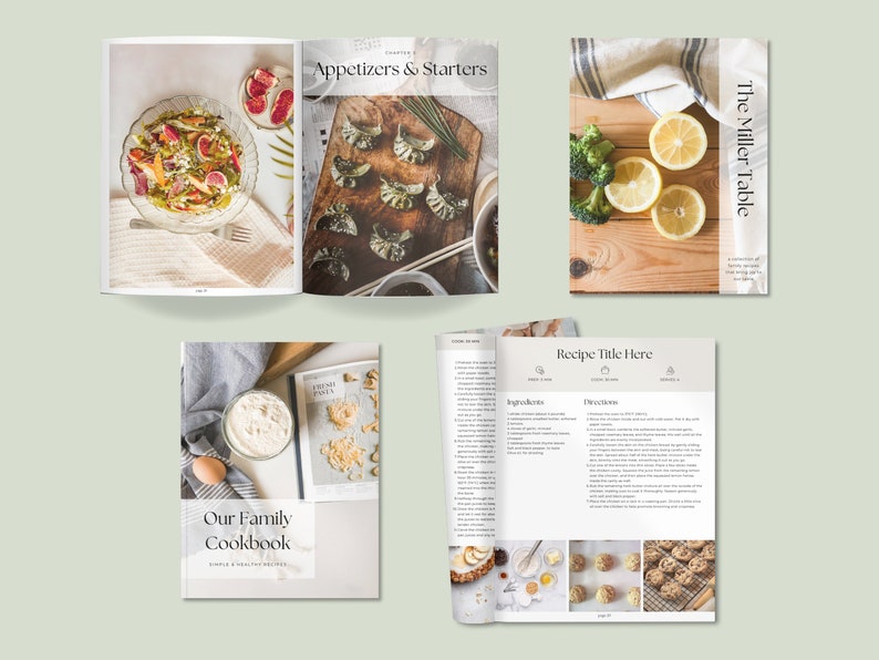 Cookbook Template, Editable Modern Recipe Book for Food Bloggers, Ebook ...