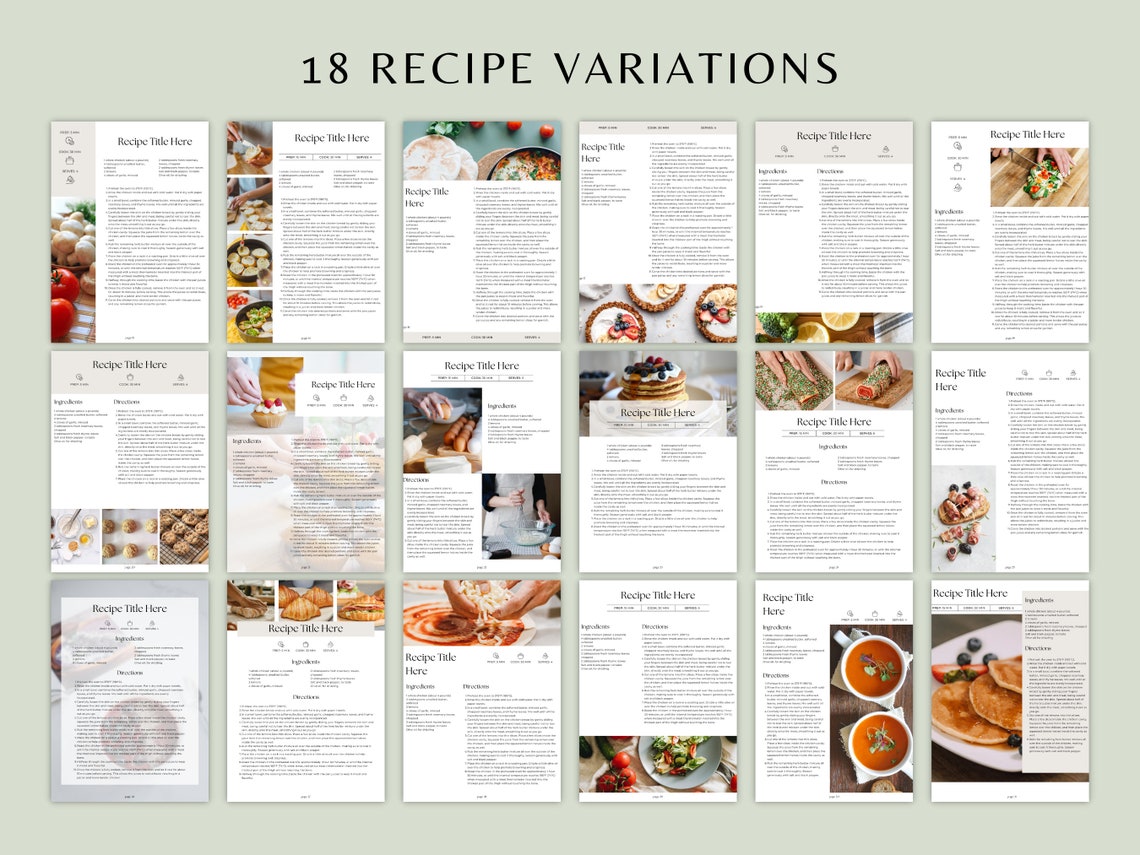 Cookbook Template, Editable Modern Recipe Book for Food Bloggers, Ebook ...