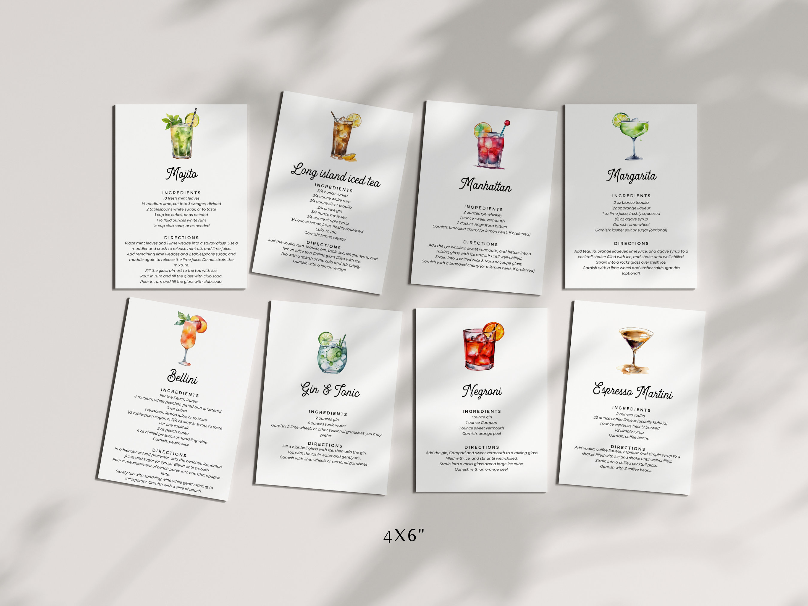 Vertical Cocktail Recipe Card Template, Editable Farmhouse Drink Recipe ...