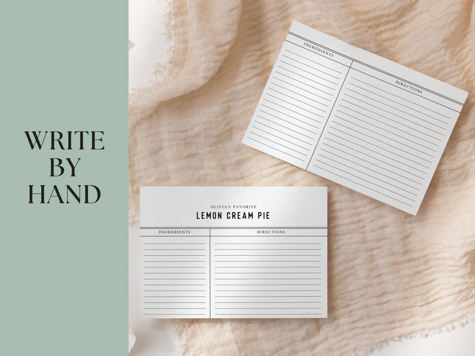 Minimal Recipe Card Template, Simple Recipe Card, Editable Modern ...