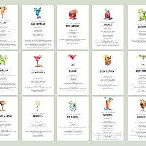 Cocktail Recipe Card Template, Editable Drink Recipe Card, Printable ...