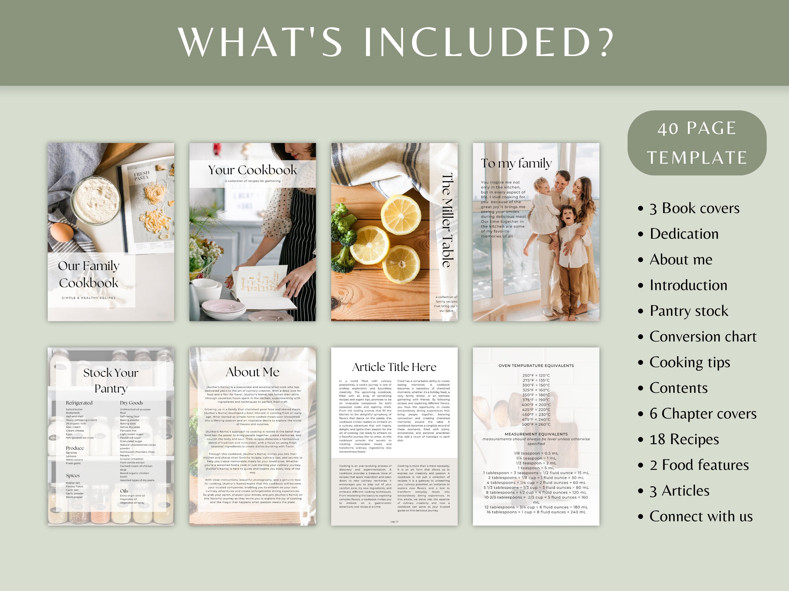 Cookbook Template, Editable Modern Recipe Book for Food Bloggers, Ebook ...