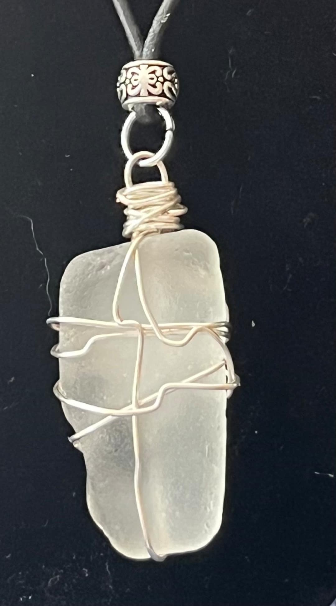 Beach Glass Leather Cord Silver Jewelry Earthy Jewelry Tropical Beach ...