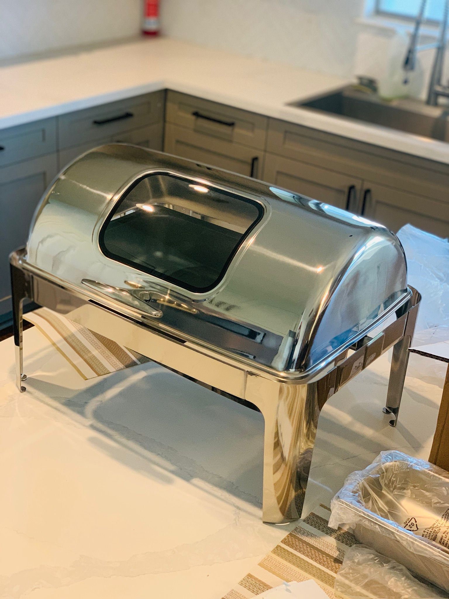 Rectangle Roll Top Chafing Dish With 9qt Pan Visual Glass Lid - Etsy