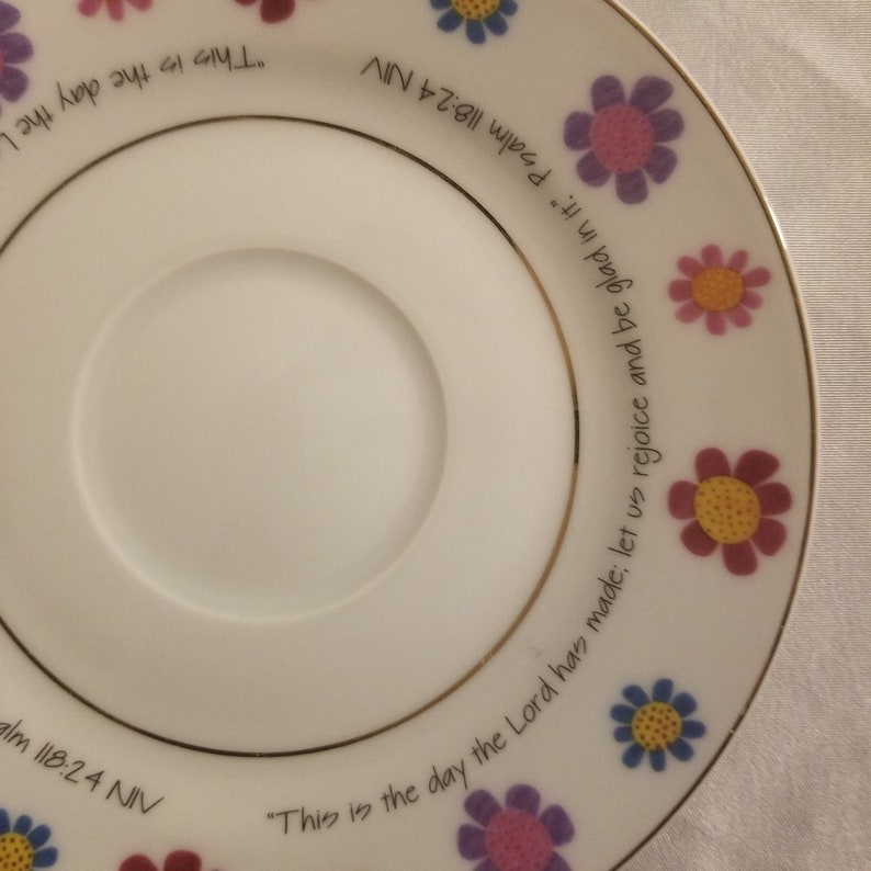 Floral China Classic 4 Pieces Set Teacup and Saucer With Biblical ...