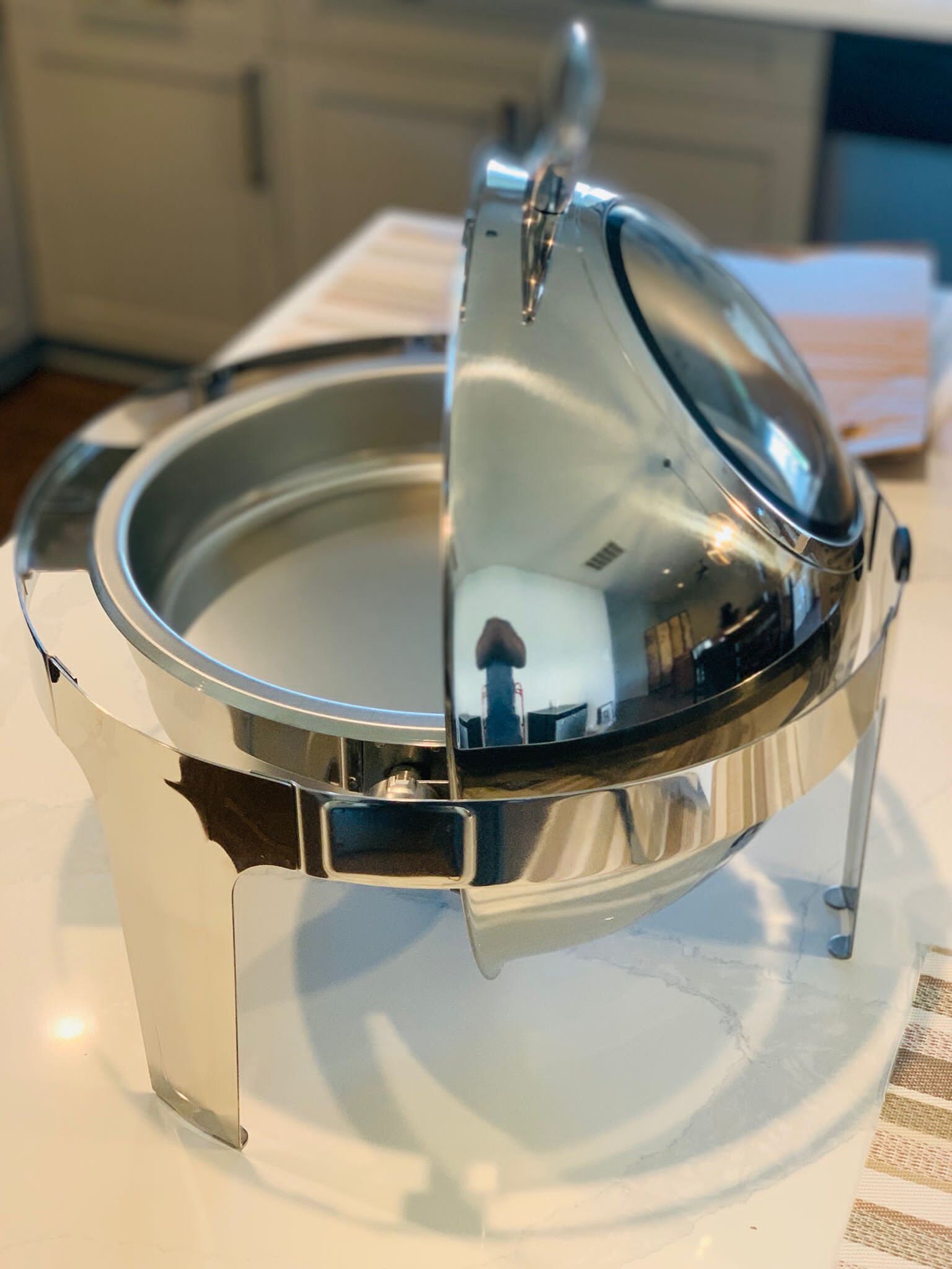 Stainless Steel Chafer Round Roll Top Chafing Dish With 6qt Pan Visual Glass Lid Fuel Holder - Etsy