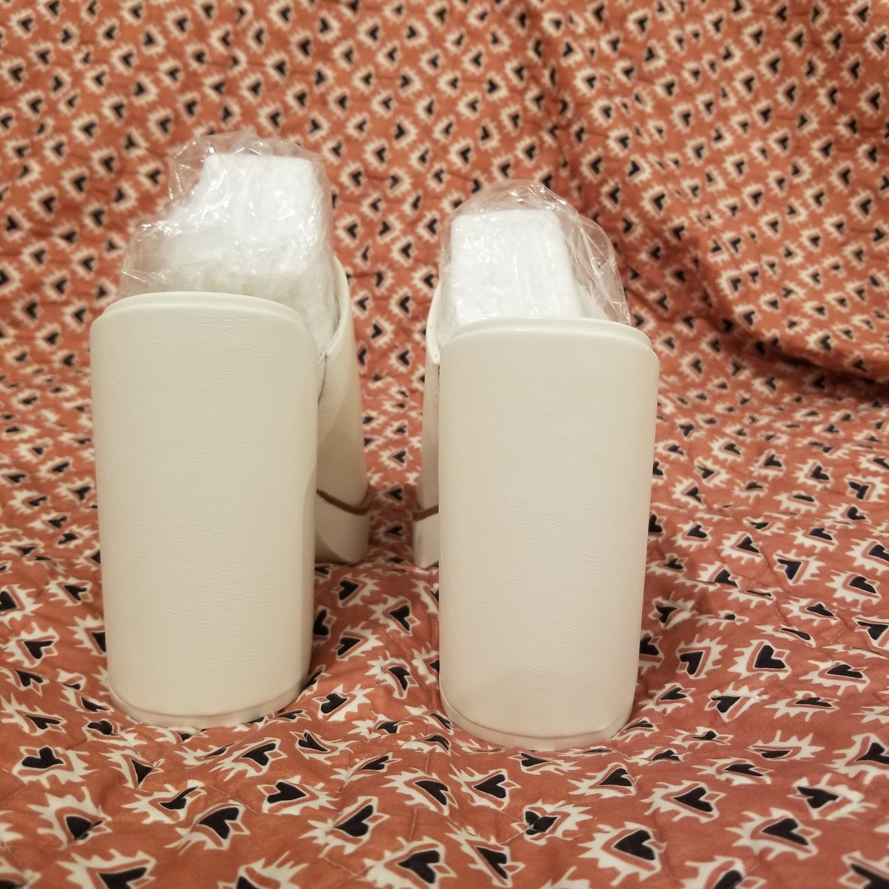 White Platform Block Heel Slide Sandals... - Etsy