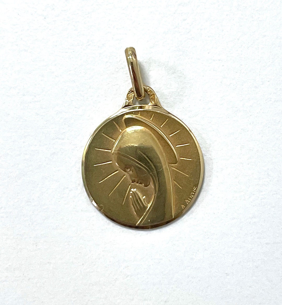 Augis, Modern Yellow Gold Medal of the Virgin - Etsy