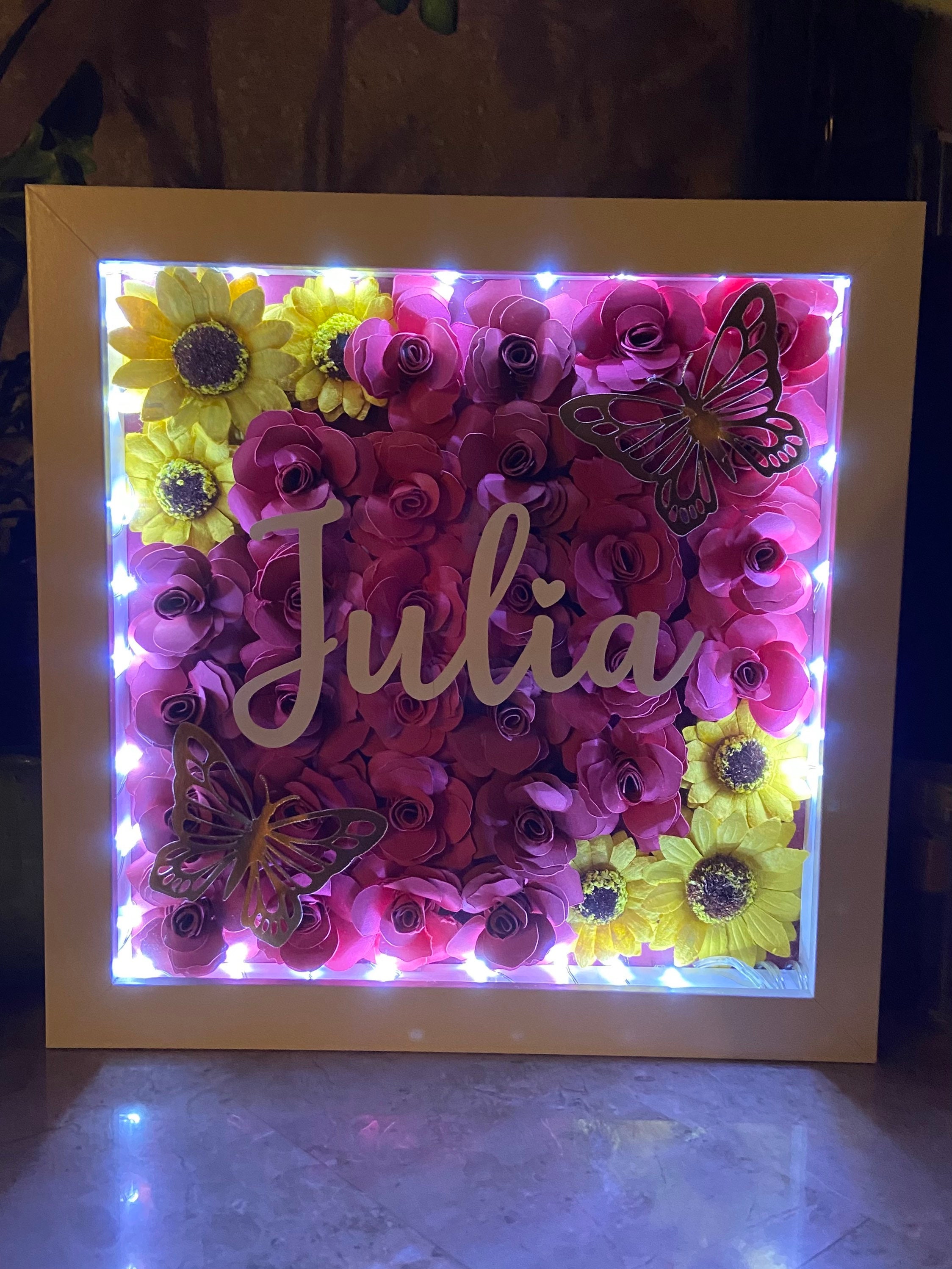 Custom Flower Shadow Box Personalized Shadow Box Valentines Gift Gifts ...