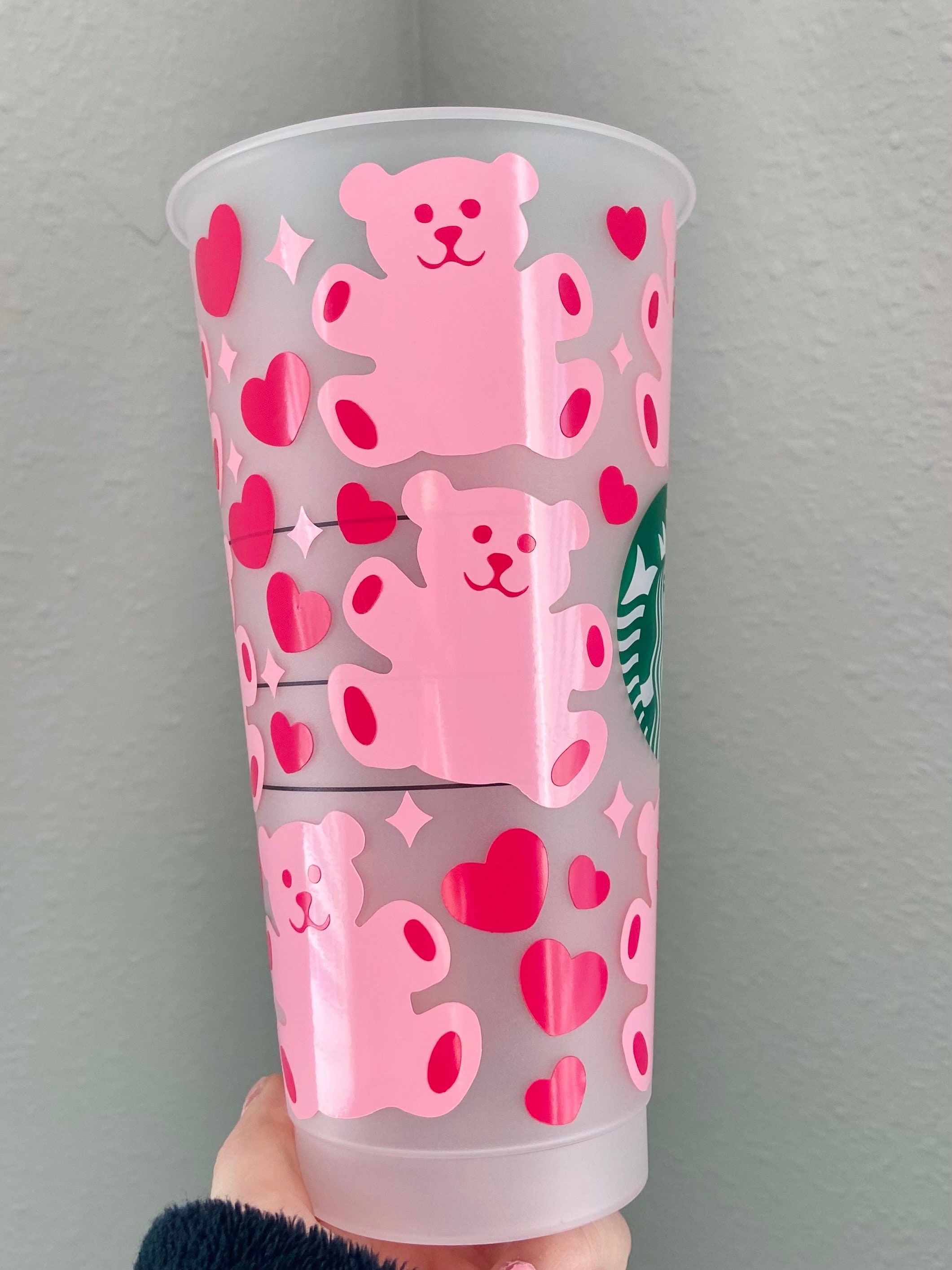 Pink Teddy Bear Starbucks Cup Reusable Starbucks Cold Cup Teddy Bear ...
