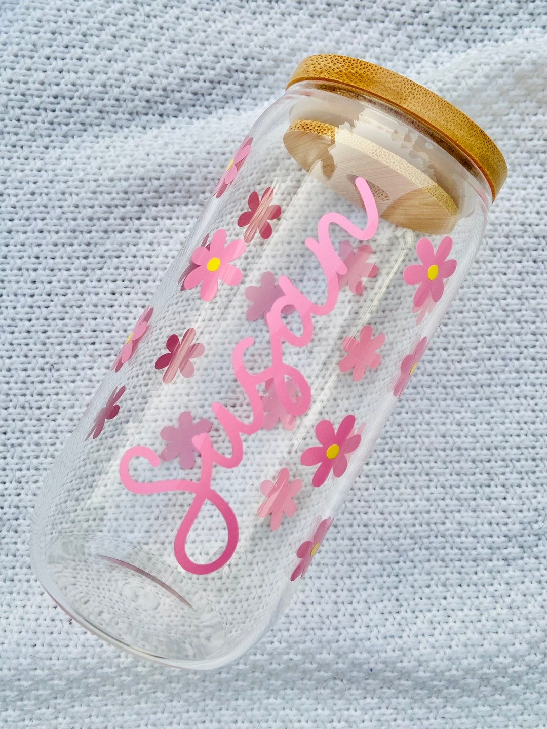 Personalized Flower Glass Cup 16oz Libbey Glass Flower Cup Gifts for ...
