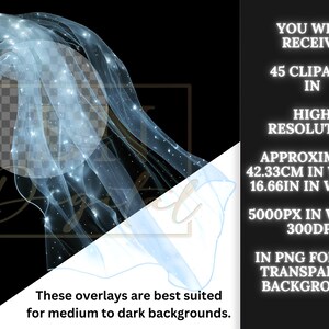 45 Sparkling White Tulle Overlays Translucent Flying Veil PNG Graphics ...