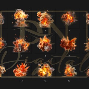 30 Explosion Overlays/clipart Collection Vibrant Explosions for Intense ...