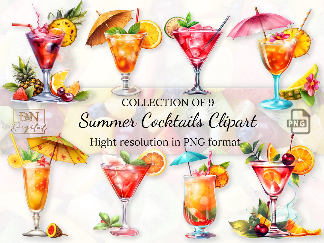 Summer Cocktails Clipart Collection 1 With Free Commercial License ...