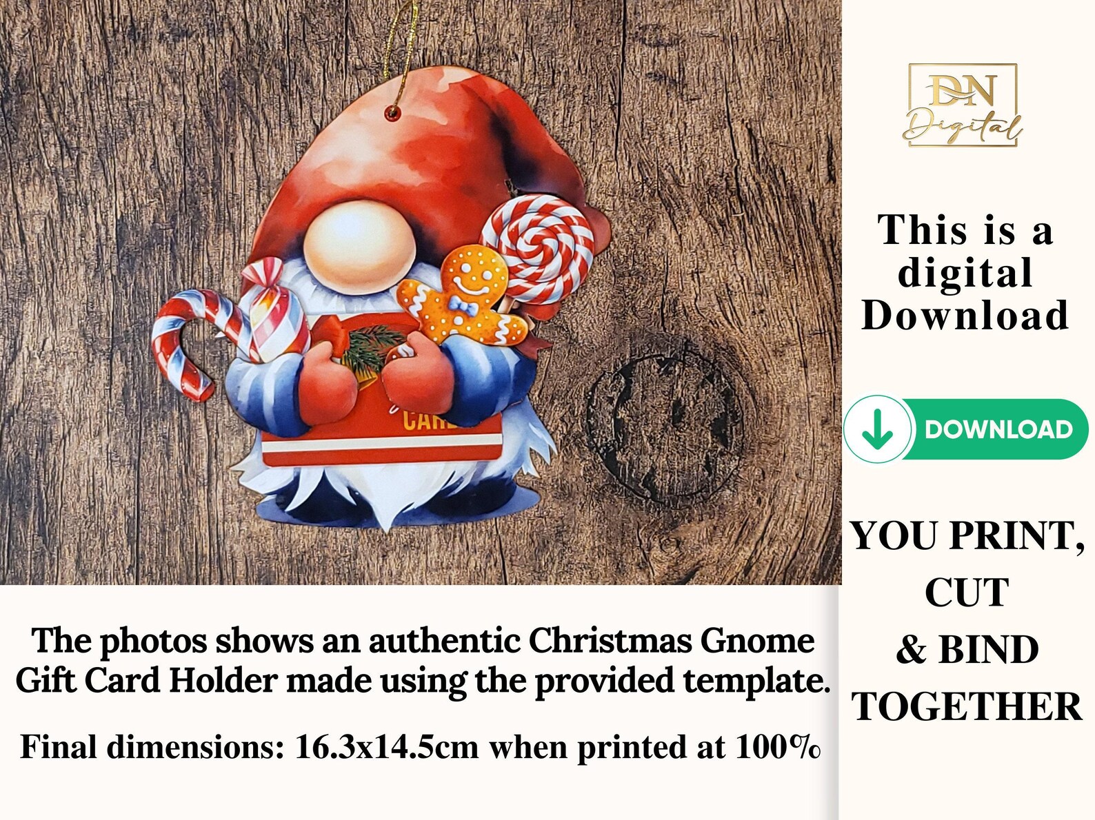Christmas Gnome Gift Card Holder Template 2 • Handmade Christmas Card ...