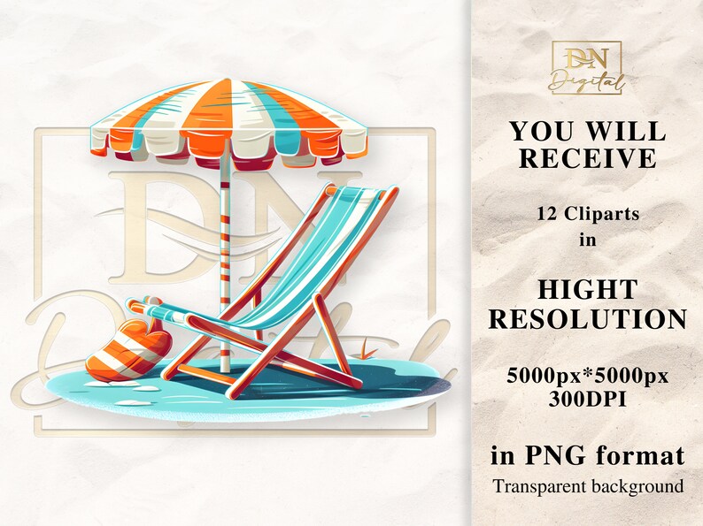 Beach Day Clipart Collection With Free Commercial License - Etsy