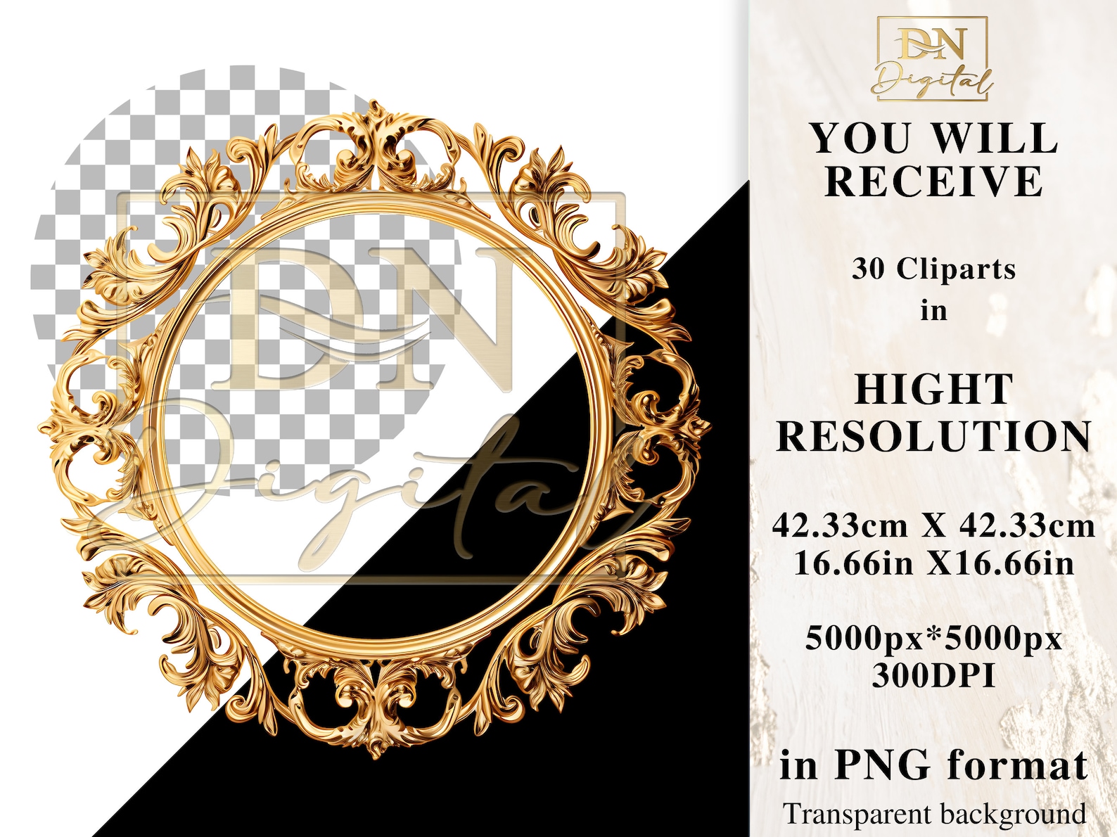 Antique Round Gold Frames Clipart Collection With Free Commercial ...