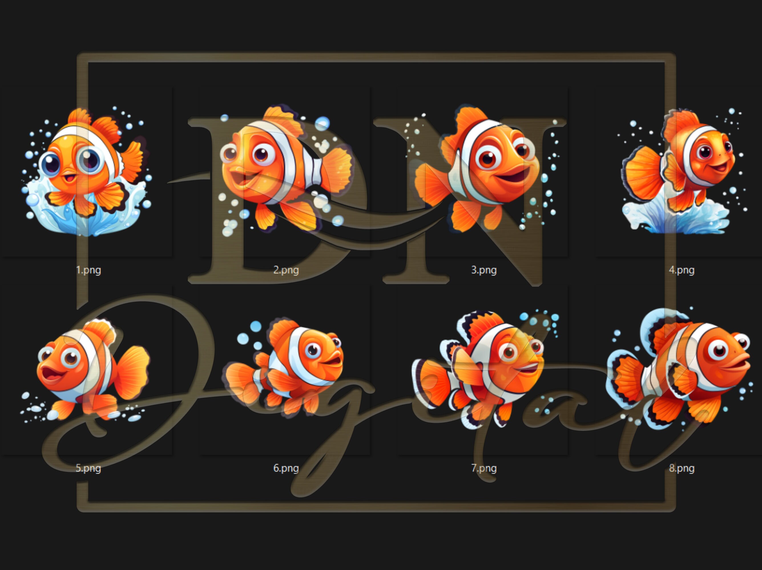 Cute Clown Fish Clipart Collection With Free Commercial - Etsy