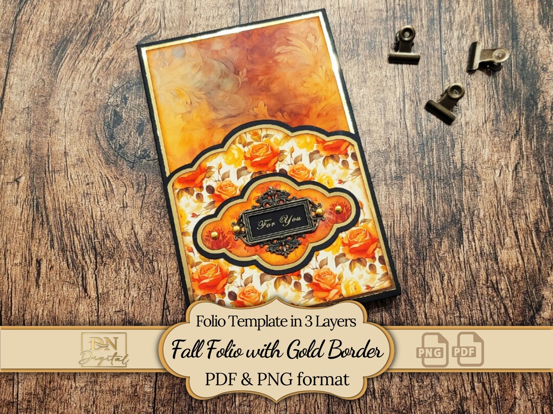Fall Folio With Gold Border Template Kit in Three Layers Autumn Love ...