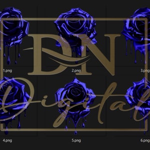 Dripping Royal Blue Roses Clipart Collection • Dripping Roses ...