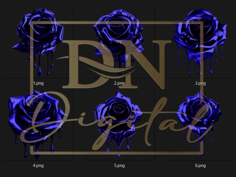 Dripping Royal Blue Roses Clipart Collection • Dripping Roses ...
