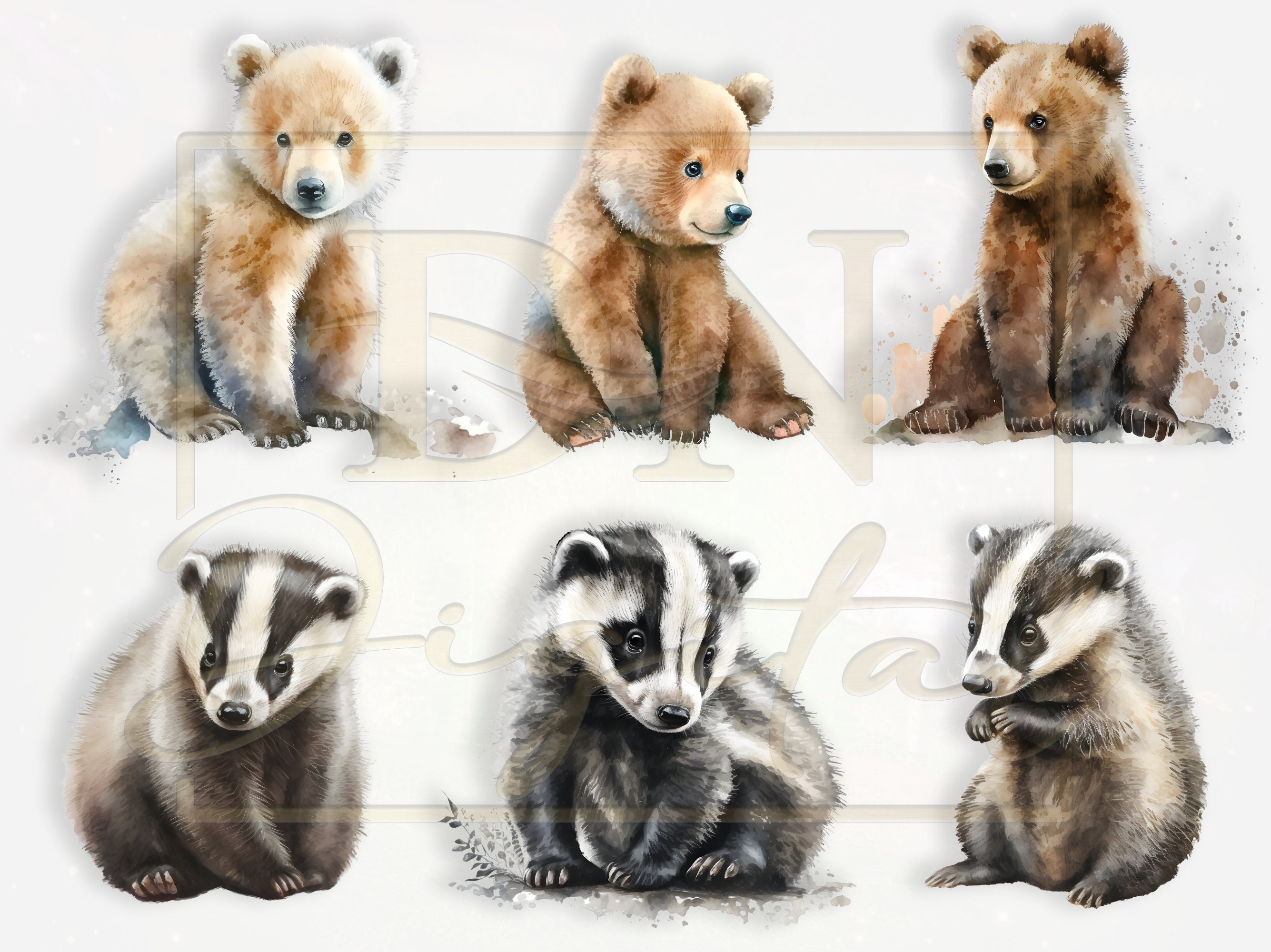 36 Watercolor Baby Forest Animasl Clipart Collection PNG - Etsy