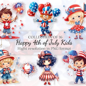 16 Happy 4th of July Kids Clipart Collection With Free Commercial ...